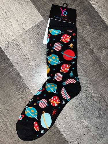 YO SOX OUTER SPACE PLANETS NOVELTY DESIGN CREW SOCKS MENS LARGE | eBay