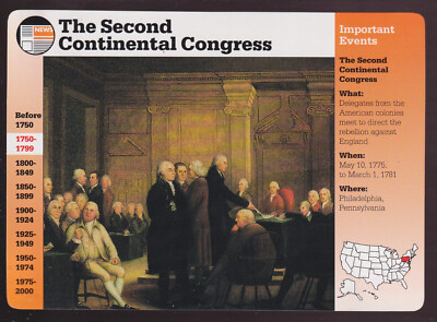THE SECOND CONTINENTAL CONGRESS 1775-1781 GROLIER STORY OF AMERICA CARD ...