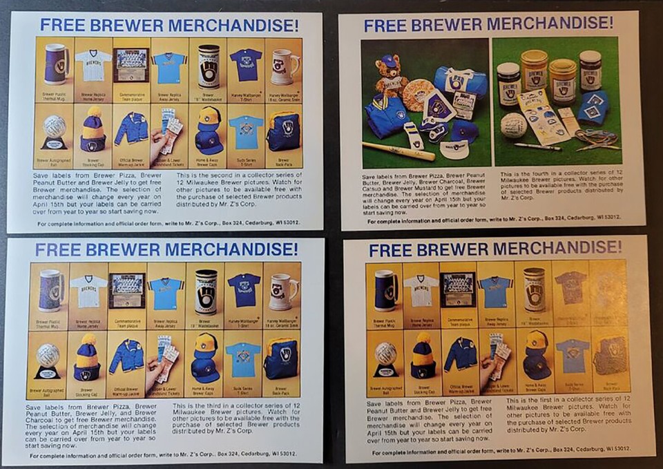 4 1983 Mr. Z's Pizza Paul Molitor Robin Yount Cecil Cooper Gantner 5x7 ...