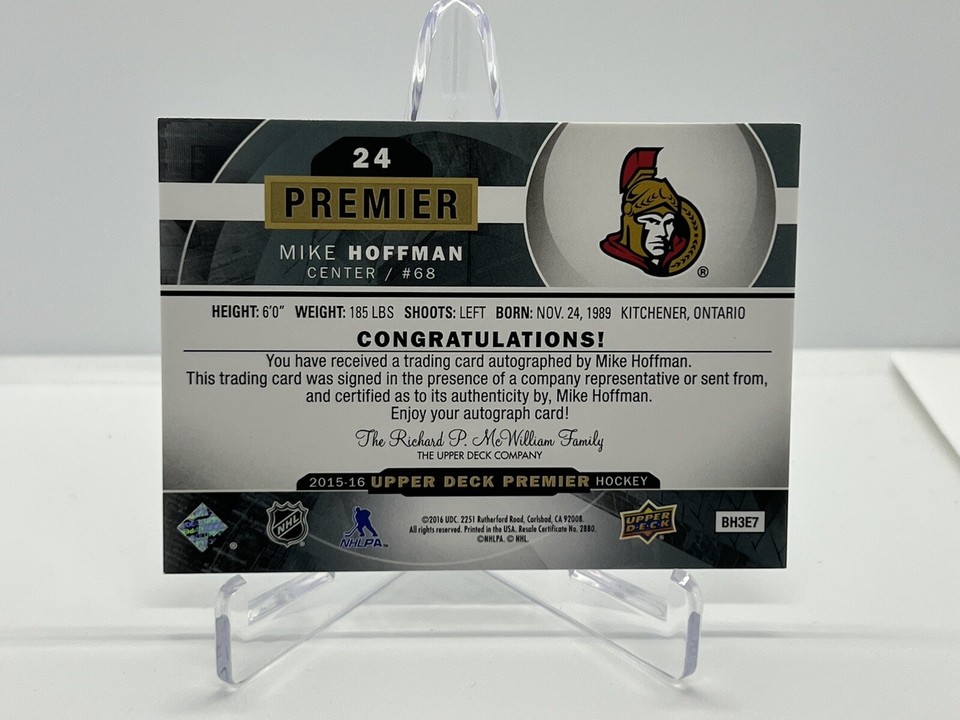 2015-16 Upper Deck Premier Mike Hoffman Silver Spectrum Autograph /25 ...