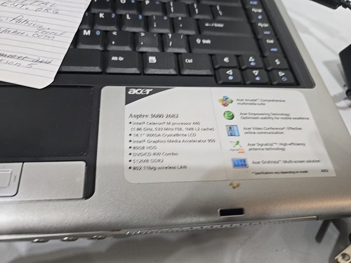 Acer Aspire # 3680 laptop, With Charger Turns On PRICE Reflects Free ...