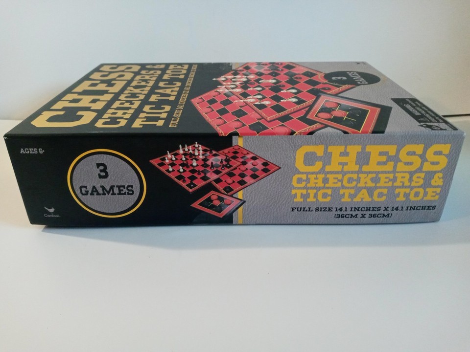 Cardinal Chess Checkers Tic Tac Toe 3 Game Set Full Size New Sealed Box ...