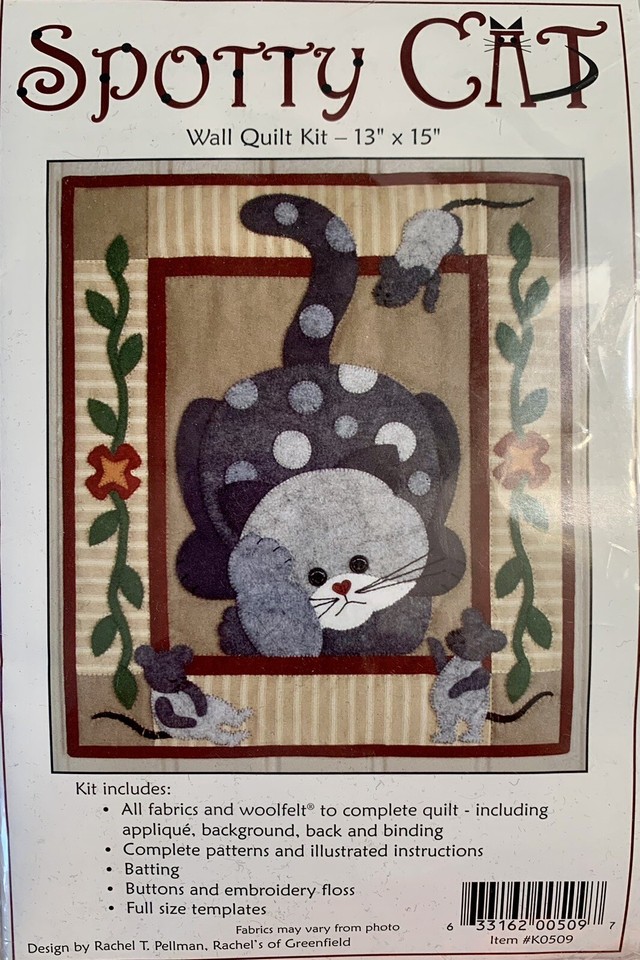 Spotty Cat Wall Quilt Kit 13 X 15 Rachel Pullman Greenfield | eBay
