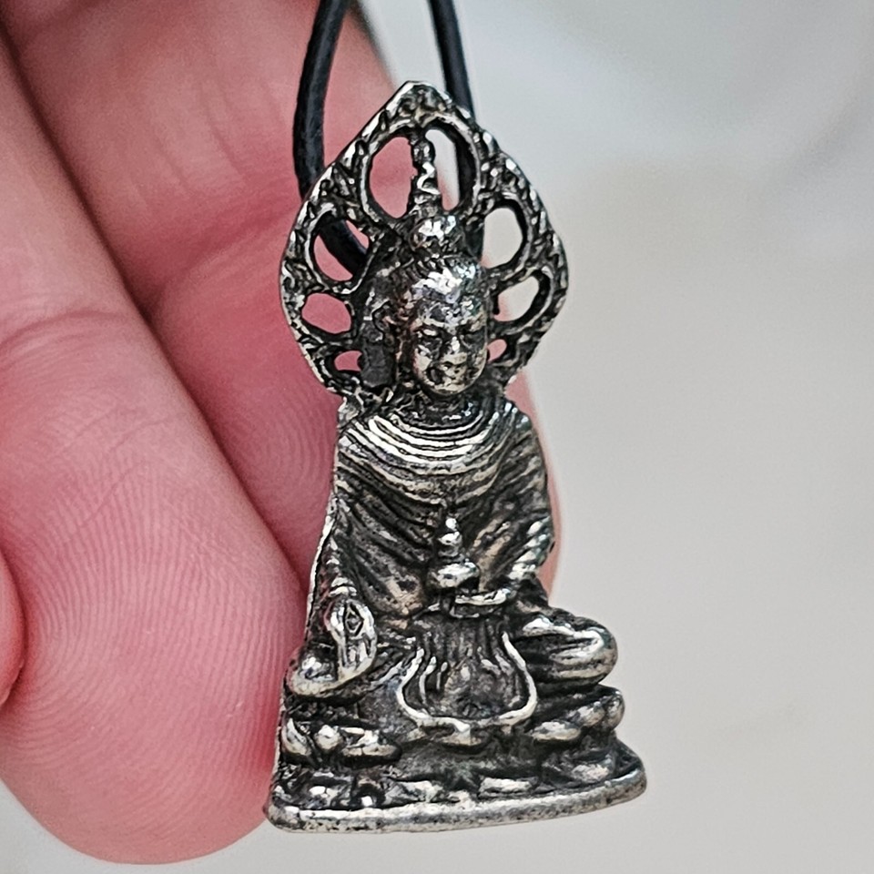 Medicine Buddha Necklace Pendant Indian God Cord Lace Amida Buddha ...