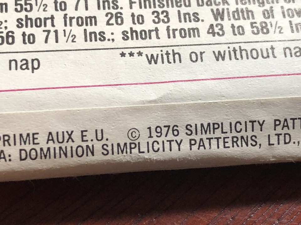 Sewing Pattern 1970’s Simplicity Number 7778 SZ 8 & 10 Year 1976 Dress ...