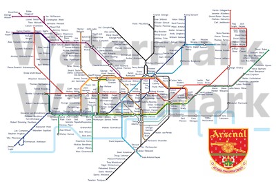 Arsenal FC Subway/Metro Map. A3 | eBay UK