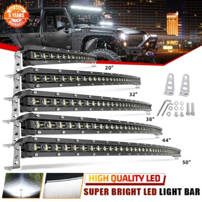 Single Row Curved 20 26 32 38 44 50" Slim LED Light Bar Off Road ...