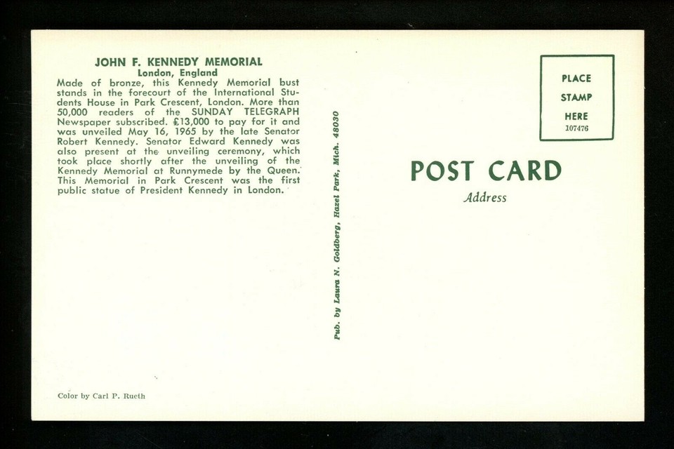 President postcard John F Kennedy JFK Memorial London England chrome | eBay