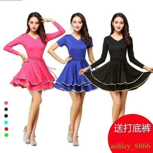 Womens Dance Dress Slim Mini Latin Tango Ballroom Costume Square Short ...