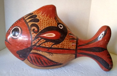 Vintage Tonala Mexican Folk Art Clay Pottery 10" Fish Figurine ...
