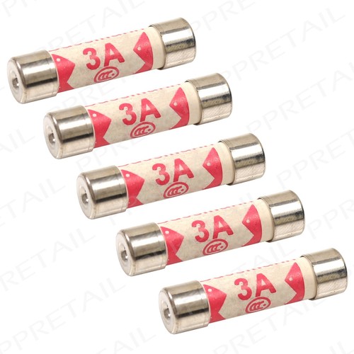 10x Cartridge Fuse Pack +3 AMP+ Mains Plugs Electrical Household ...