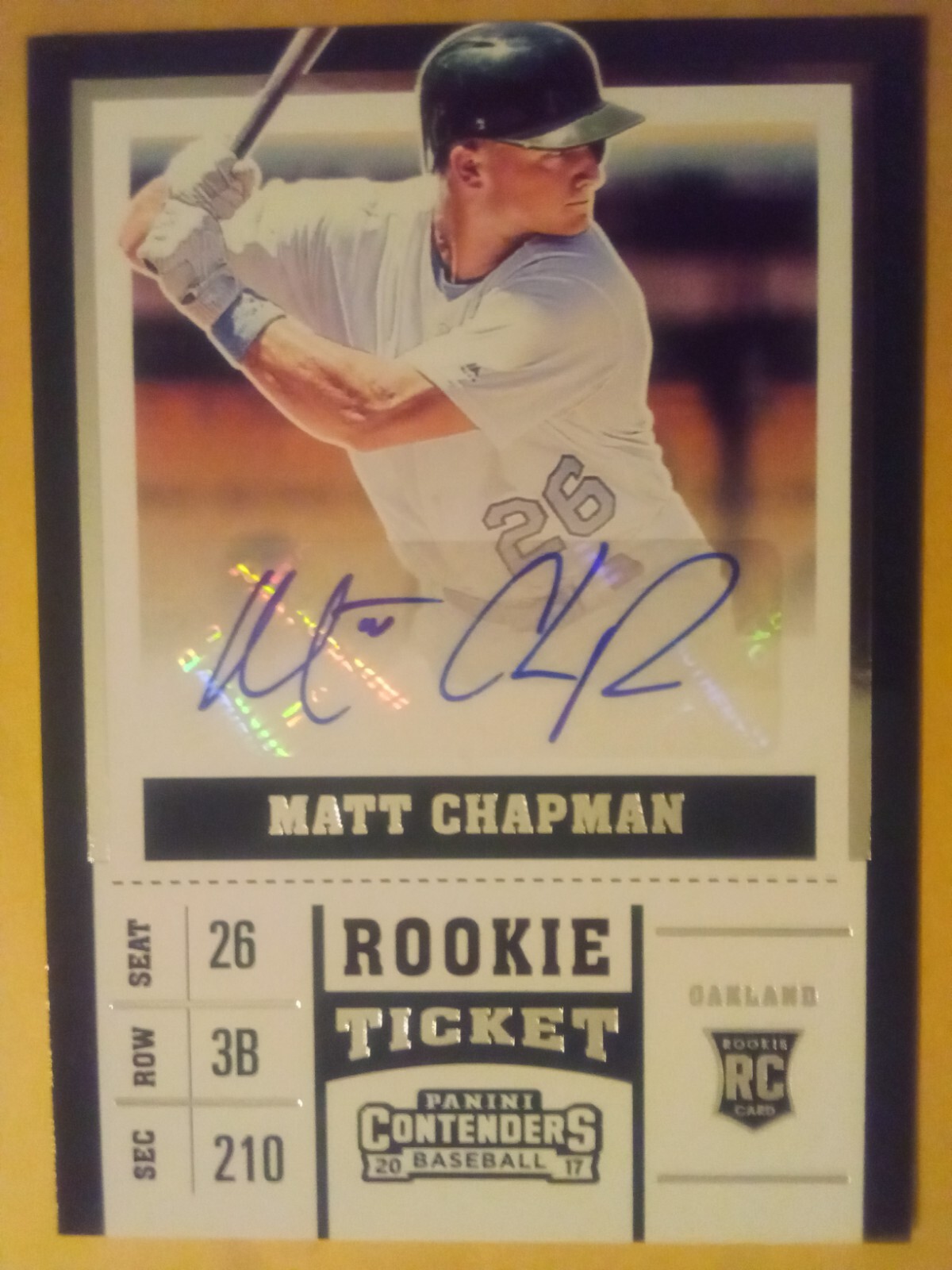 2017 Chronicles Contenders Matt Chapman Auto Rookie Ticket Autograph ...