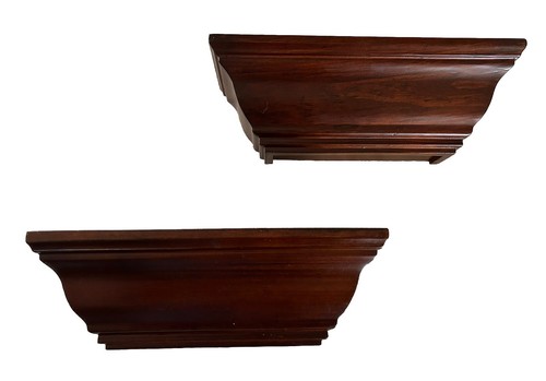SET/2 SHELVES MCM WALL LEDGE CHERRY WOOD COLOR PLATE GROOVE | eBay