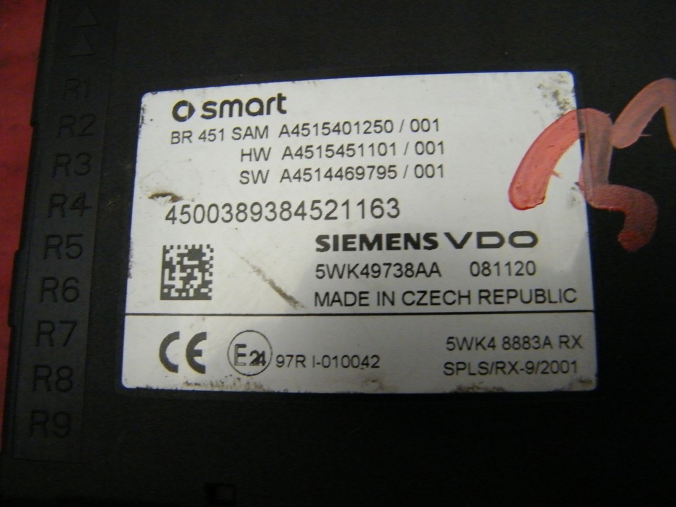 SMART CAR 451 FORTWO COUPE 2009-2012 - MHD 1.0 PETROL ECU KIT & SAM ...