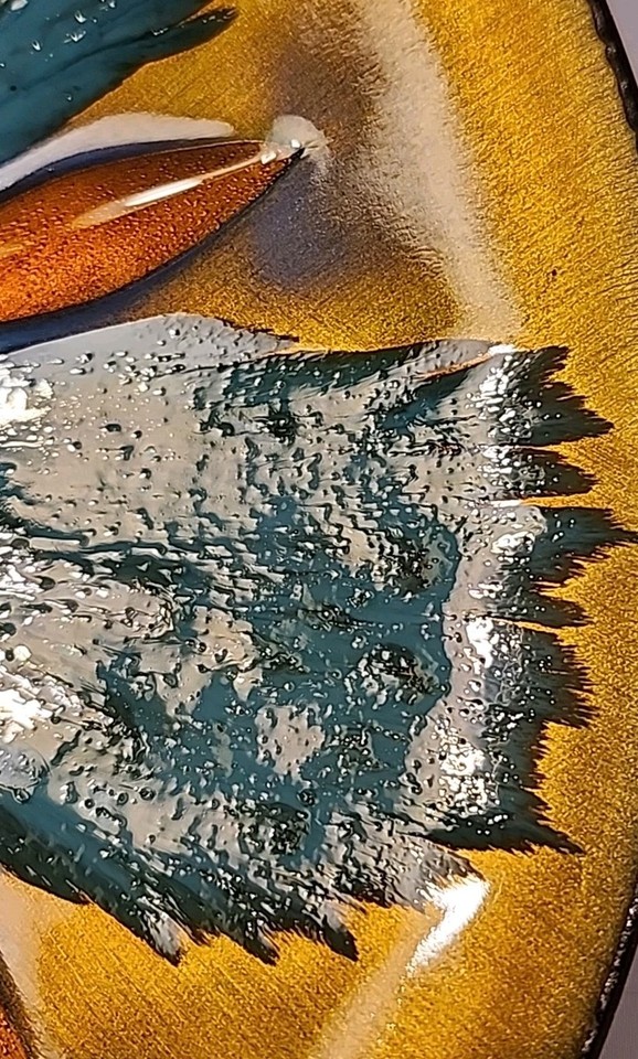 Vintage Edwards Star Enamel On Copper Plate Turquoise & Orange 11.5"W ...