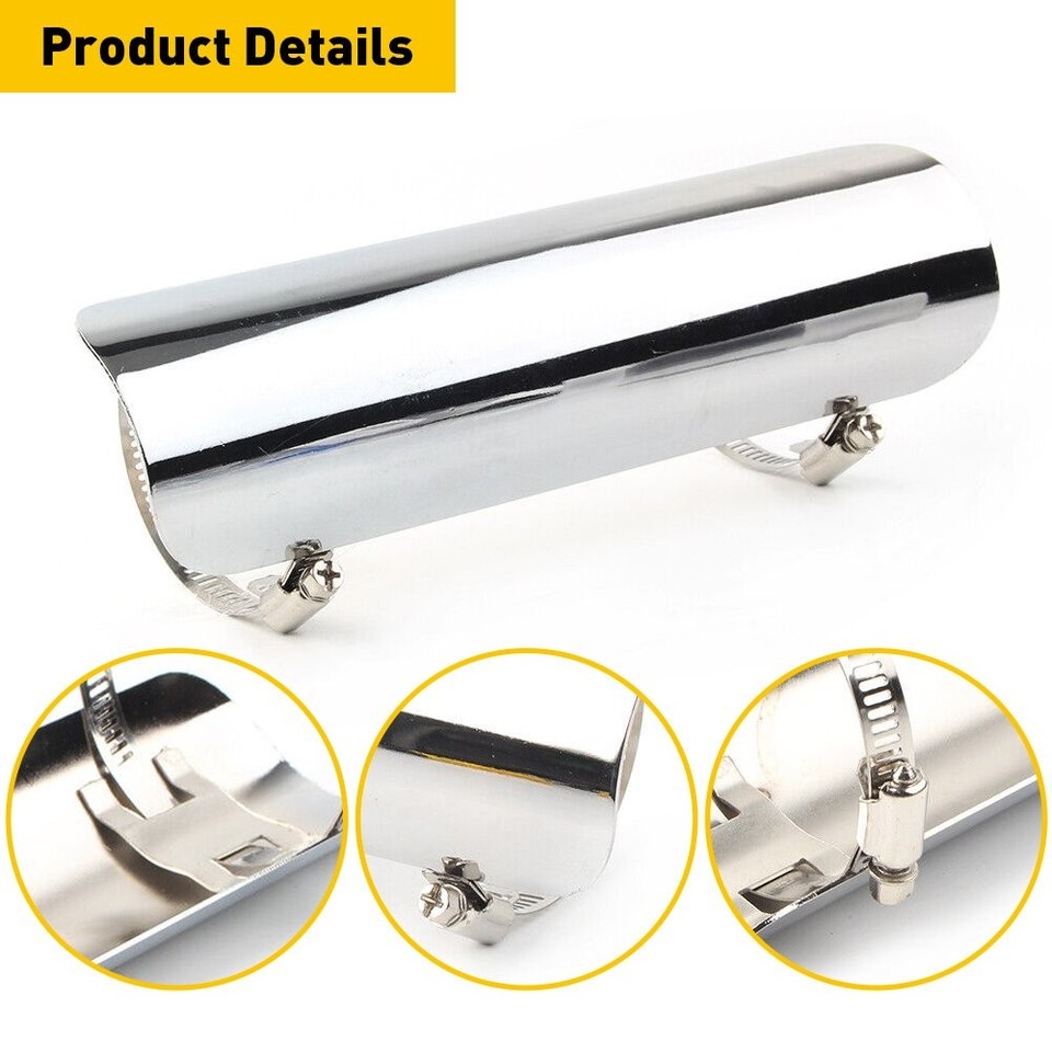 Motorcyle Exhaust Muffler Pipe Heat Shield Cover Protector Chrome with ...