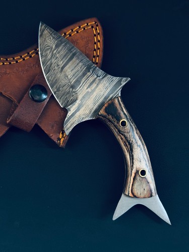 8" Fish Pattern Fire Storm Damascus Steel Knife For Hunting OX 2298 | eBay