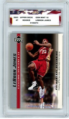 2003 Upper Deck LeBron James Rookie Card #7 Phenomenal Beginning AGC 10 ...