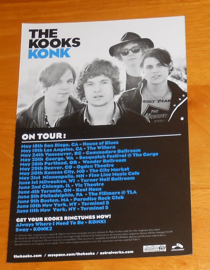 The Kooks Konk Card Handbill Flyer Original Promo 6x4 | eBay