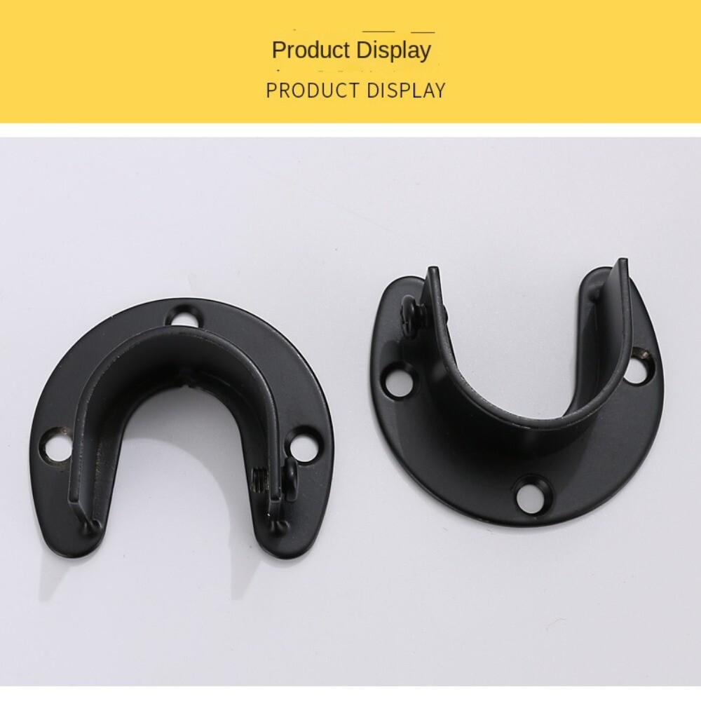Flange Seat Socket Clothes Rail Bracket Hanging Rod End Support Closet ...