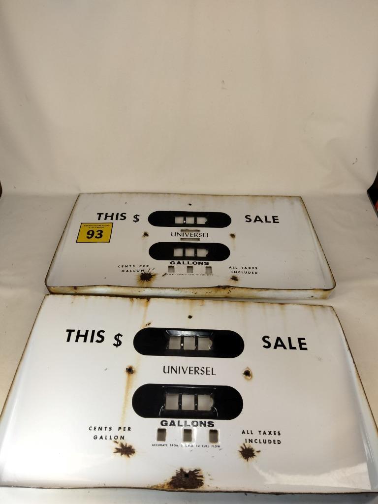 Pair Of Universel Gas Pump Face Plates Porcelain Vintage Universal Set ...