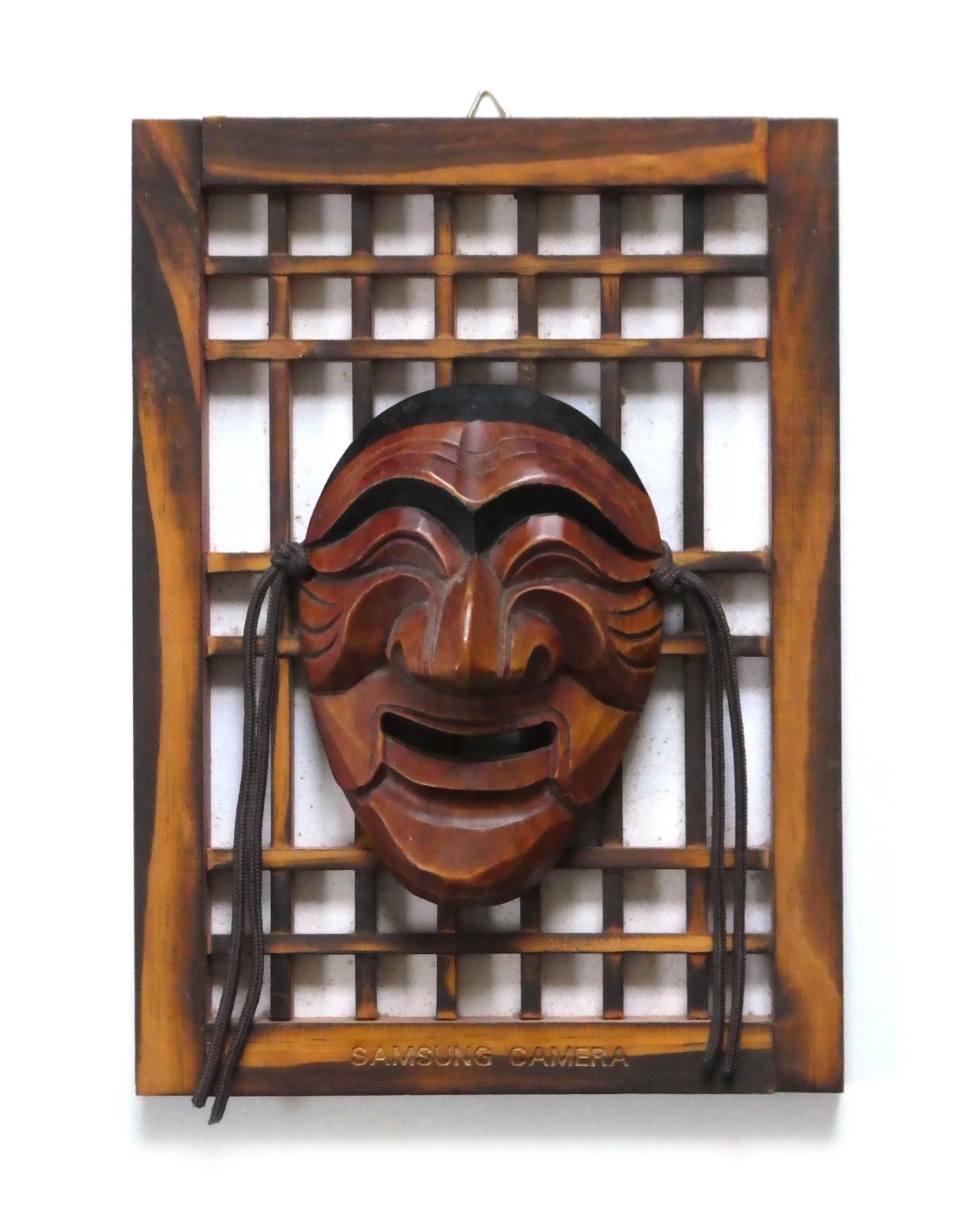 VINTAGE HAND CARVED WOOD KOREAN MASK of YANGBAN ARISTOCRAT FRAME WALL ...