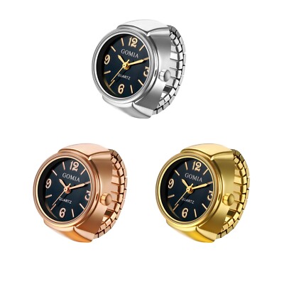 Creative Adjustable Round Finger Ring Watch for Women Men Elastic ...