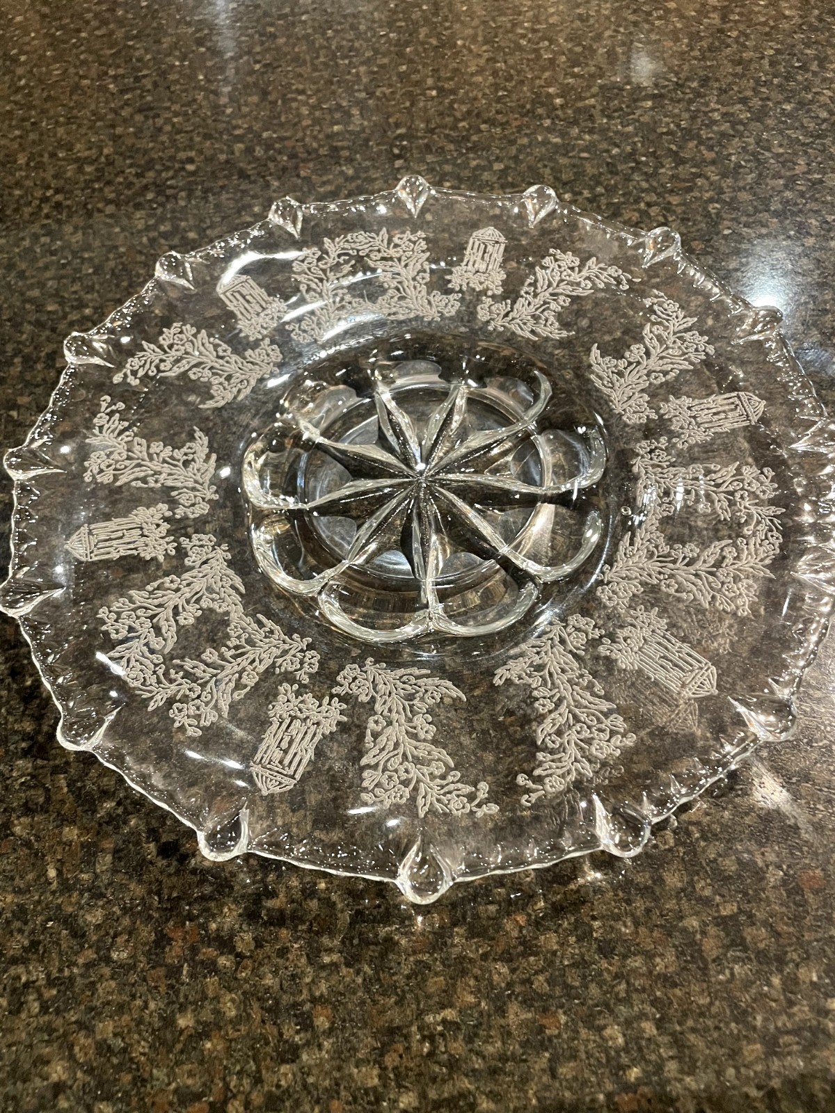 Hard to Find Paden City Gazebo Etch Cheese & Cracker Plate, 12", EUC | eBay