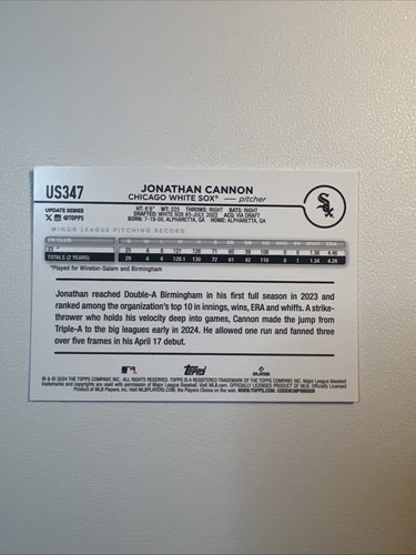 2024 Topps Update Series - Rainbow Foil #US347 Jonathan Cannon (RC) | eBay