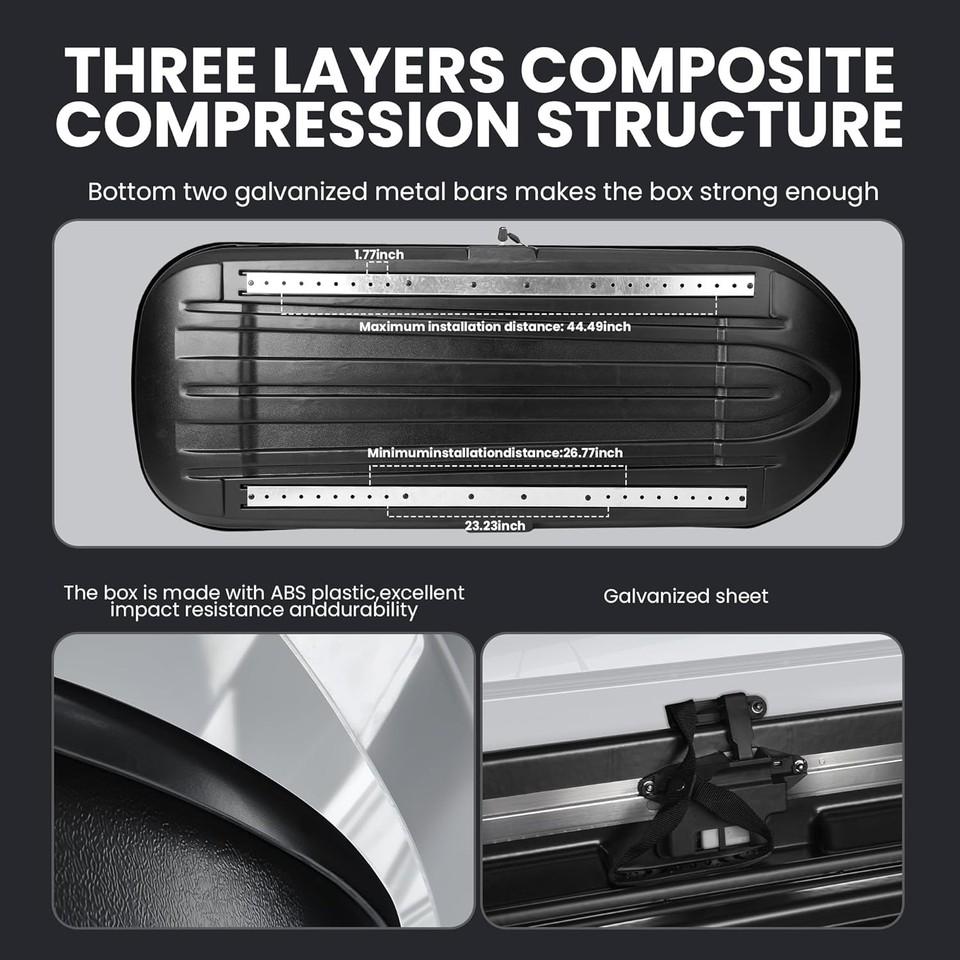 21 Cu.Ft. Large Rooftop Cargo Carrier Box, Hard Shell Roof w/2 Keys ...