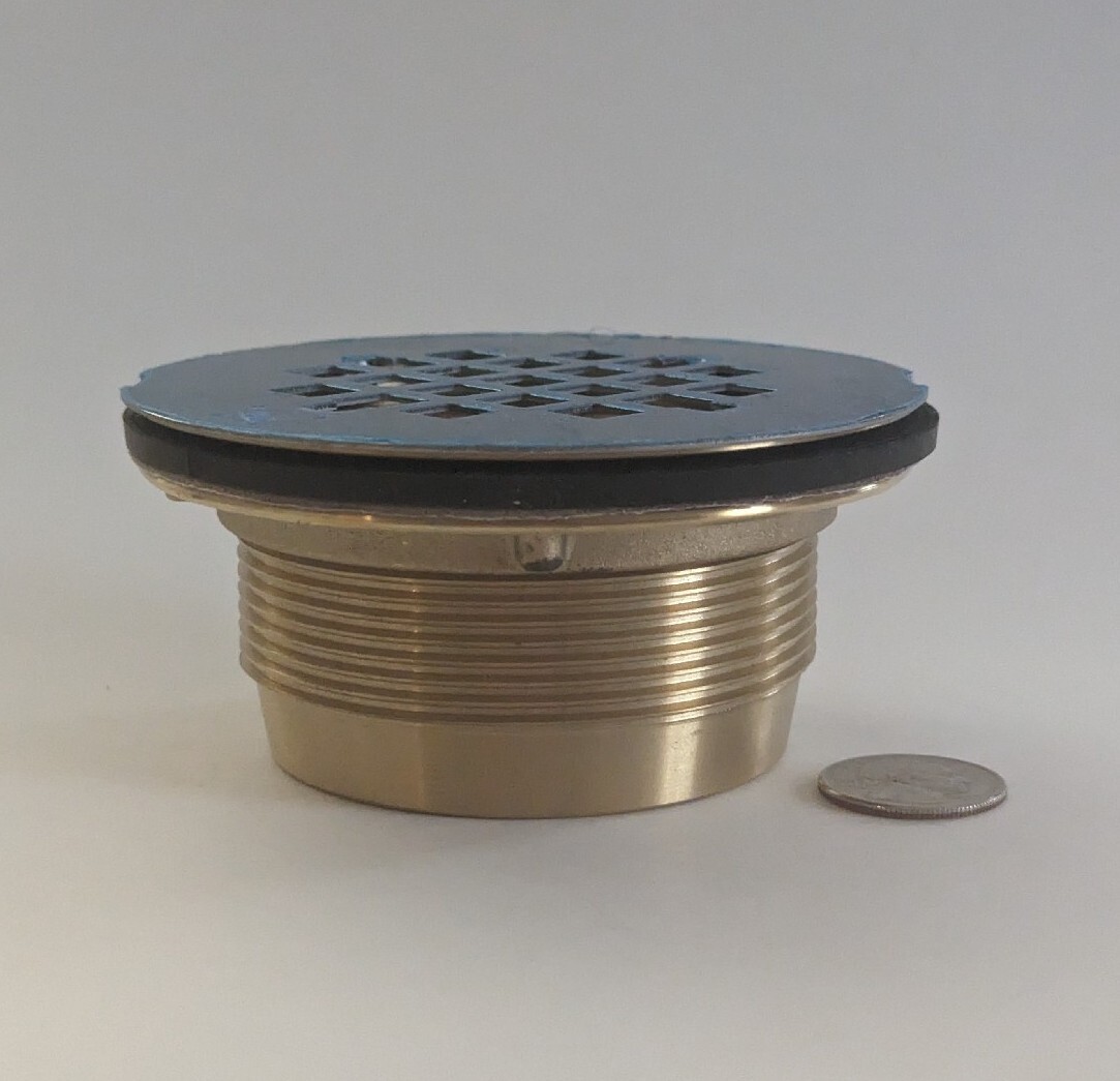 NEW Eastman 15306 Brass Caulk Shower Drain 2" IPS Stainless Steel 2 ...