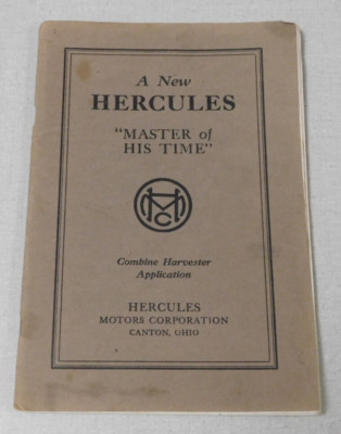 1920's Hercules Engines Combine Harvester Application Model OX Engine ...