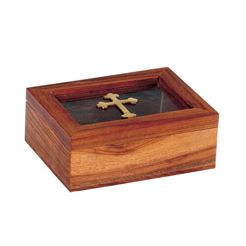 4.5" Wooden Glass Relic Case Incense Storage Box Christian Church Home ...