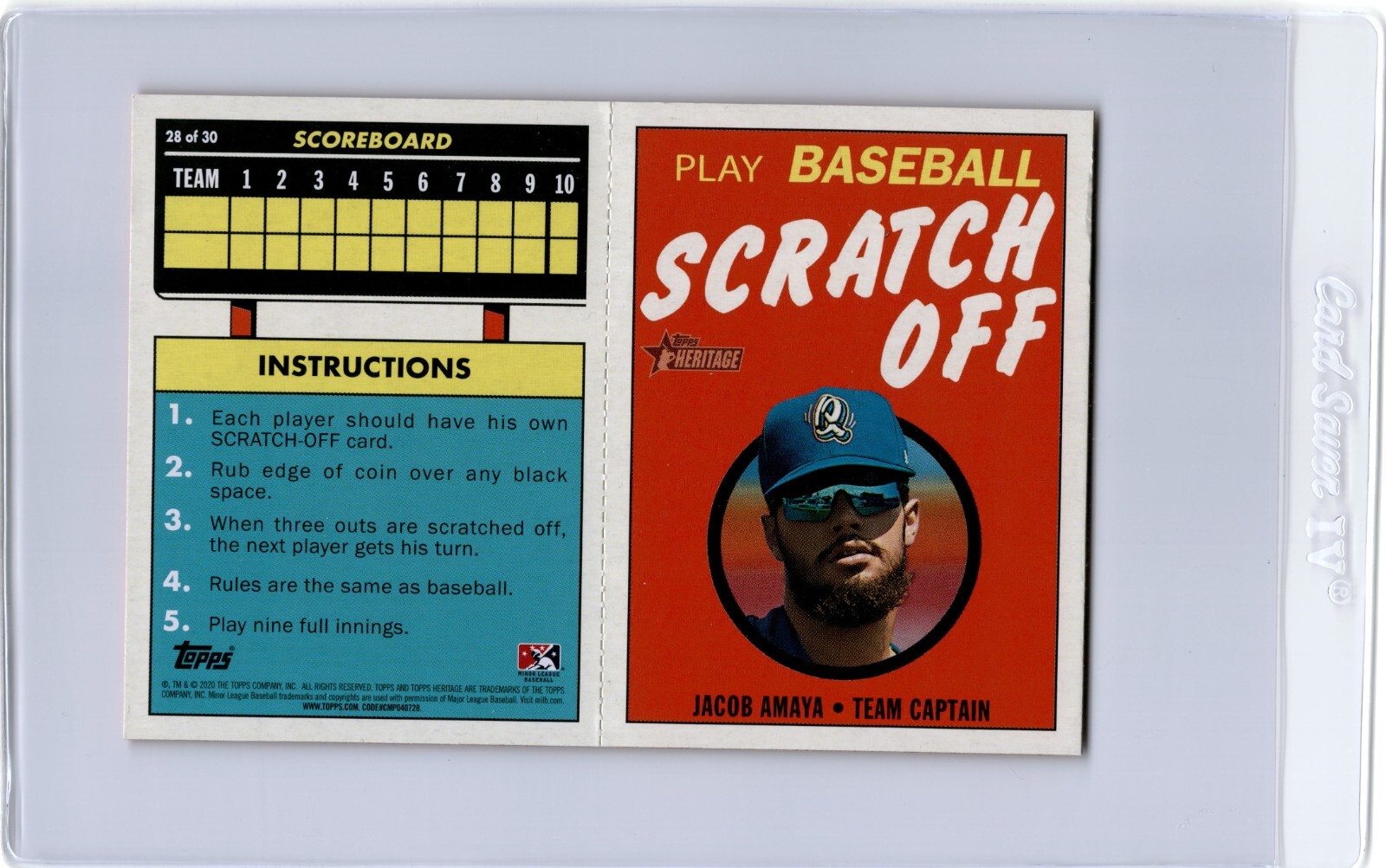 2020 Topps Heritage Minors '71 Scratch Off JACOB AMAYA Miami Marlins | eBay