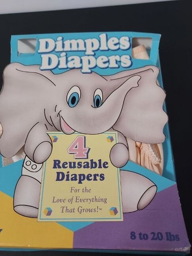 Vintage Dimples Diapers 4 Reusable Diapers in Box Unopened New Old ...