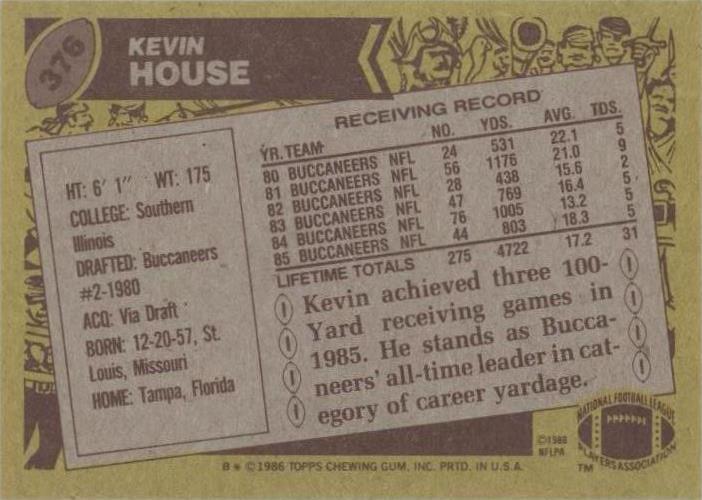1986 Topps Kevin House #376 for sale | eBay