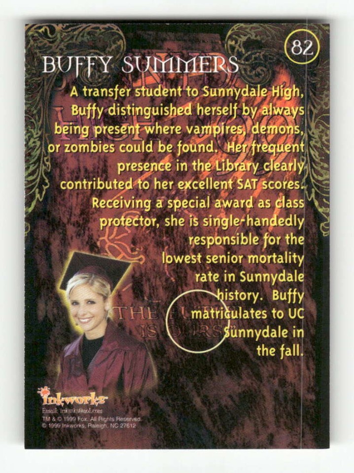 1999 Inkworks Buffy The Vampire Slayer S3 82 Buffy Summers Sarah Michelle Gellar | eBay