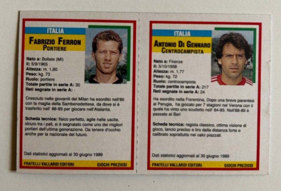 Antonio DI GENNARO Bari e Fabrizio FERRON Atalanta Top Micro Cards ...
