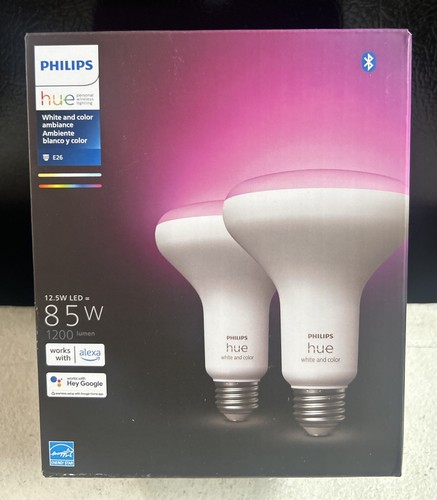 Philips Hue (White and Color) 85W E26 Smart LED (2 Pack) 578096 8091OB ...