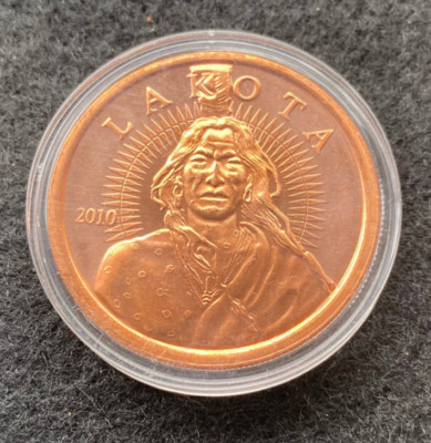 2010 1 oz Lakota Copper Bullion Round w/ Airtight Case Coin Money ...