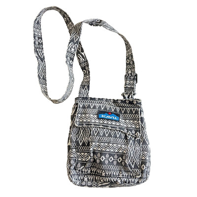 KAVU CrossBody Canvas Black & White Aztek Bag Long Straps Travel ...