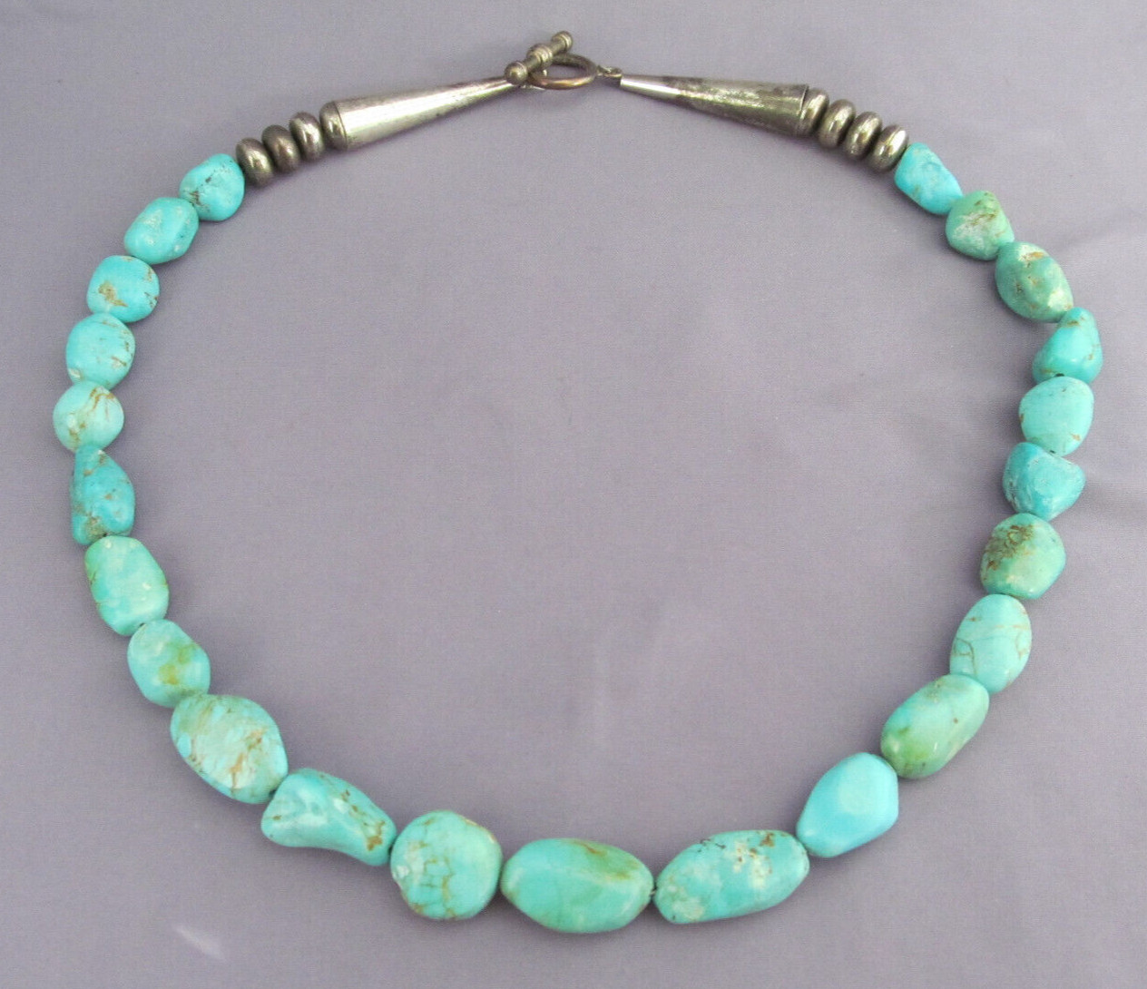 VINTAGE CHUNKY OLD PAWN LARGE CONE STERLING MIX TURQU… - Gem