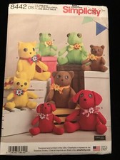 Simplicity Sewing Pattern 8442 Felt Stuffed Animals Frog Bear Cat Dog 2 ...