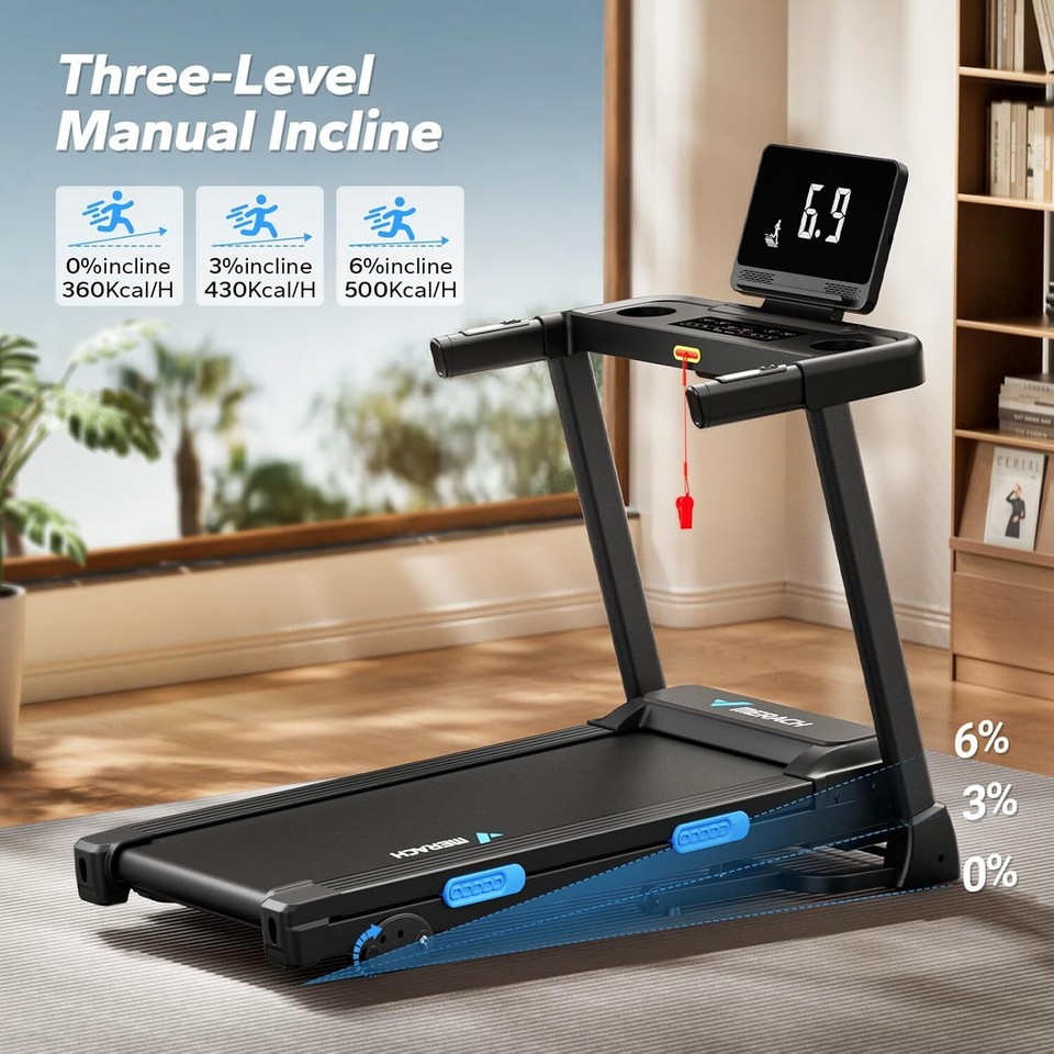 MERACH Foldable Incline Treadmill 7.5MPH Quiet for Home Double Deck ...