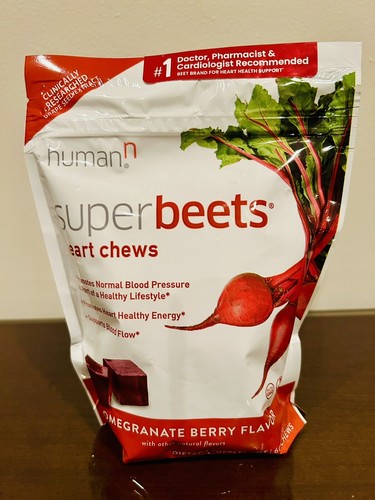 HumanN - SUPER BEETS Heart Chews, Pomegranate, 60 Count, New & Sealed ...