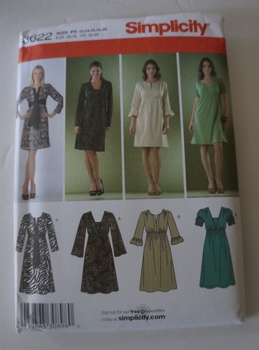 Simplicity 3622 Misses' Dress Sizes 12 14 16 18 20 Sewing Pattern ...