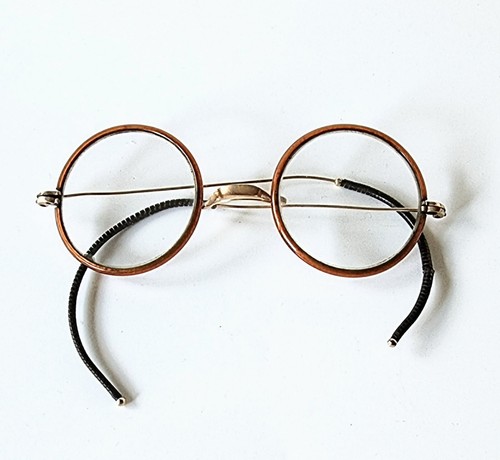 Antique Early 1900's Wire Rim Eyeglasses Golden Brown Celluloid Rims ...