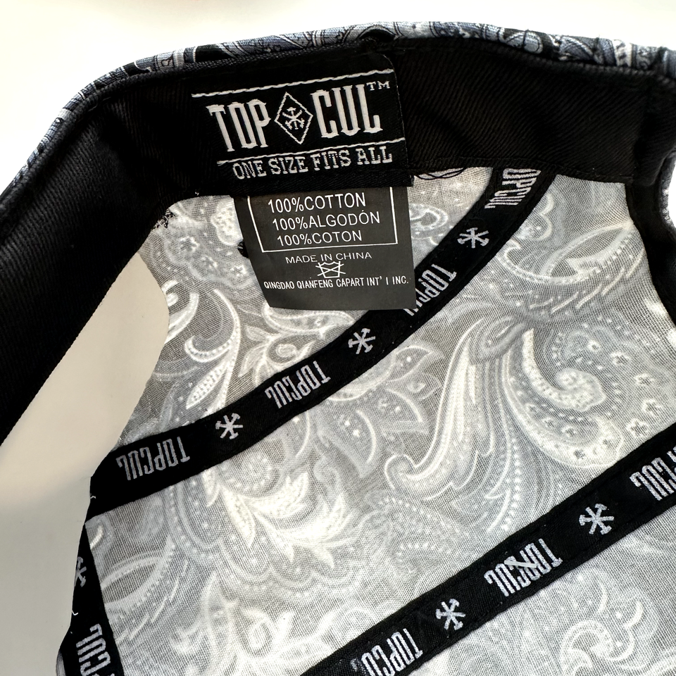 TopCul 5 Panel Imagine Strapback Baseball Cap Hat Paisley Grey White ...