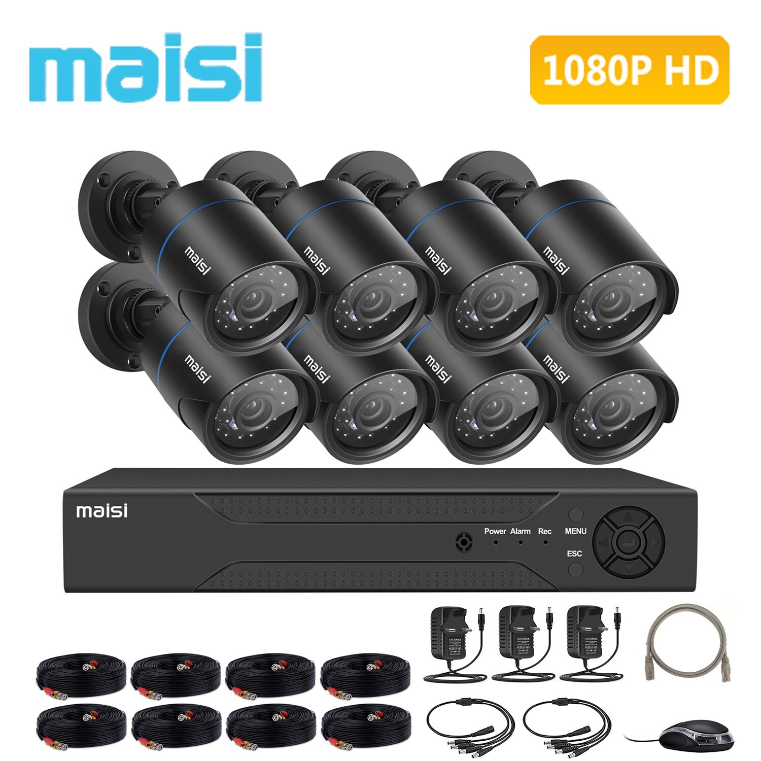 8 Camera CCTV Security System HD 1080P HDMI DVR Home Surveillance ...