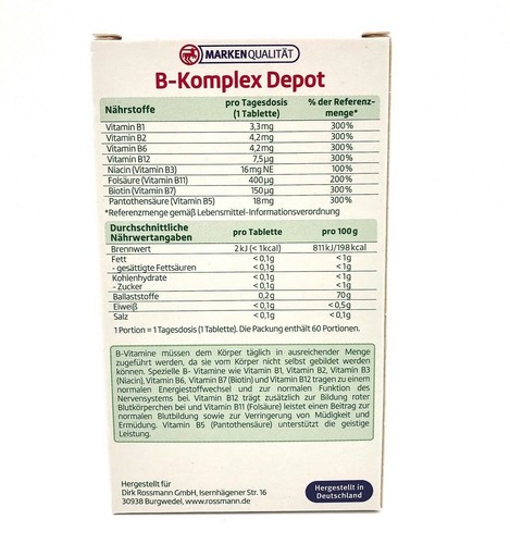 Altapharma Vitamin B Complex Depot, 60 Tablets in Kosovo at € 13, Rating: 5